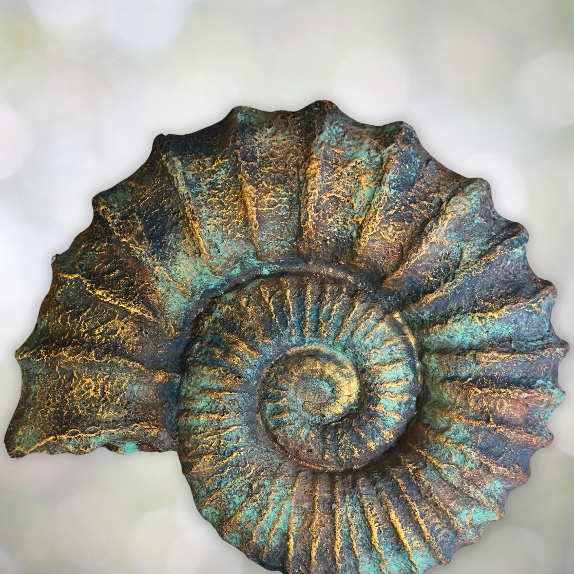 Hand-painted Ammonite Fossil Statue: Aquarium and Beachy House Sea ...