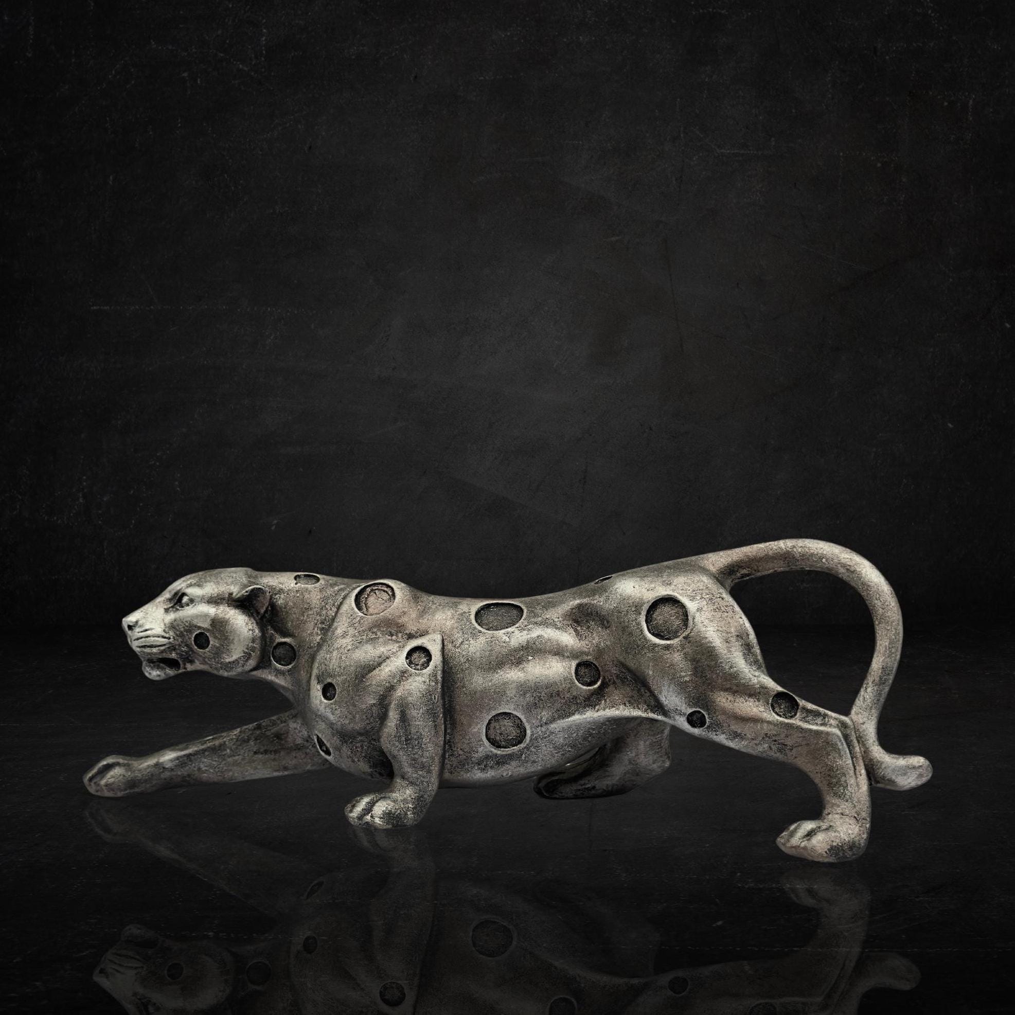 Panther Statue With Circular Hole: Hand-painted Puma Jaguar Leopard ...
