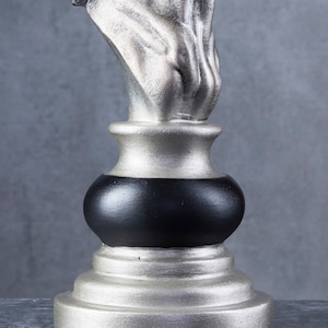 Decorative Knight Chess Piece, Handmade Silver Black Modern Horse ...