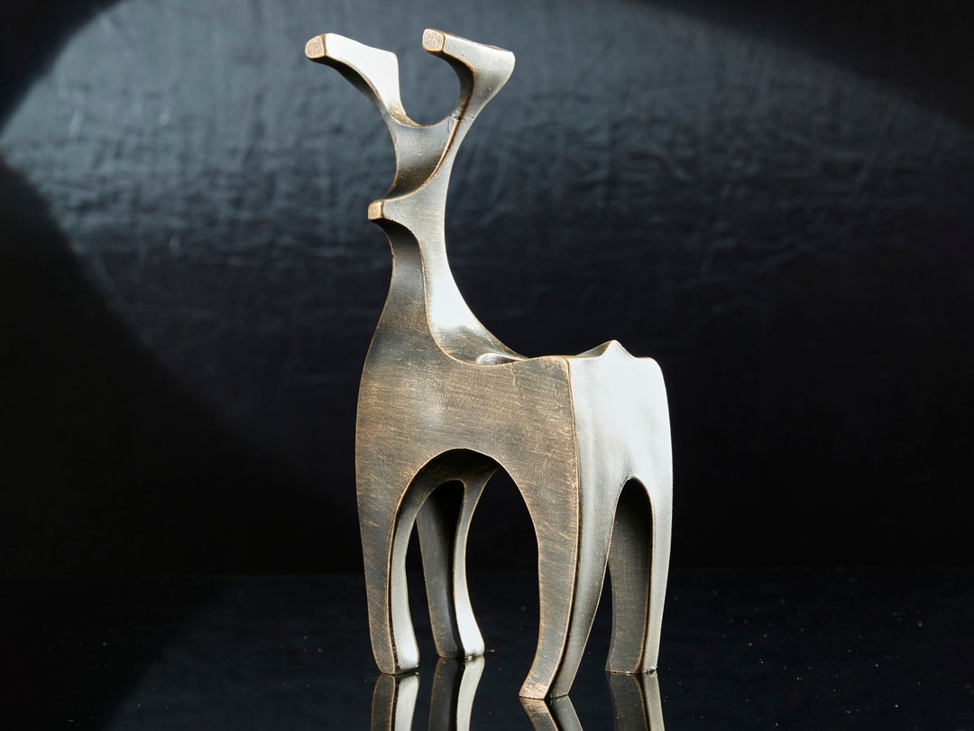 Modern Abstract Large Deer Tealight Holder, Decorative Handmade Deer ...