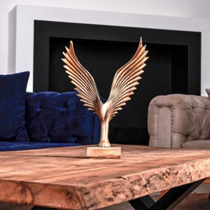 Modern Gold Phoenix Rising Statue: Abstract Home Office Bookshelf ...