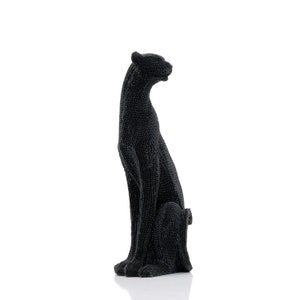 Decorative Sitting Black Panther Statue, Textured Leopard Sculpture ...