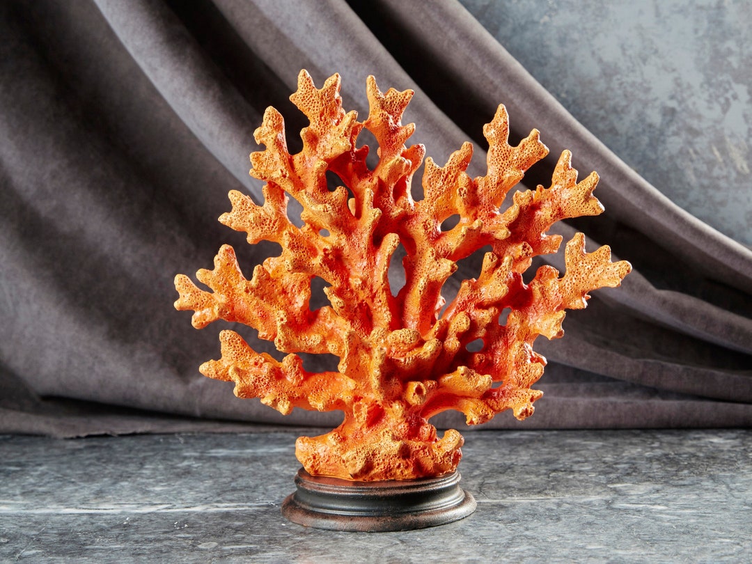 Personalized Orange Coral Sculpture, Handmade Aquarium Decoration ...