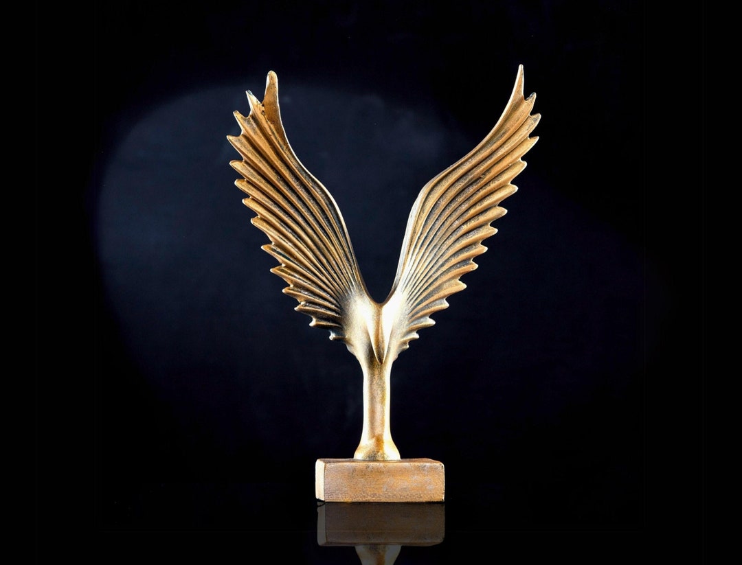 Decorative Abstract Phoenix Statue, Modern Gold Phenix Rising Sculpture ...