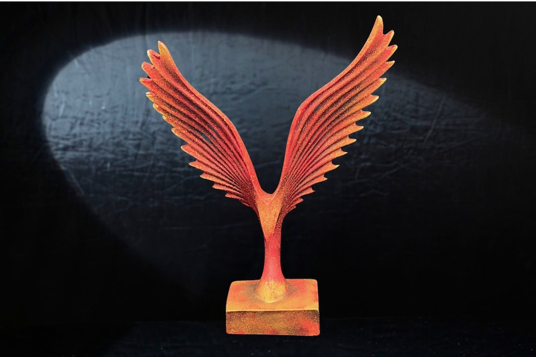 Decorative Abstract Phoenix Sculpture, Modern Fire Colored Phenix ...