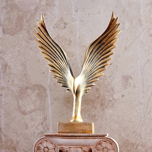 Decorative Abstract Phoenix Statue, Modern Gold Phenix Rising Sculpture, Unique Home & Office ...