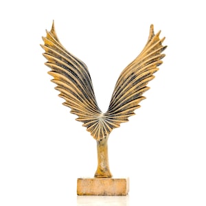 Modern Gold Phoenix Rising Statue: Abstract Home Office Bookshelf ...