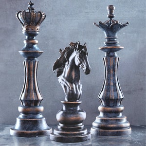Unique Chess Knight Statue: Handcrafted Copper-black Horse Sculpture ...