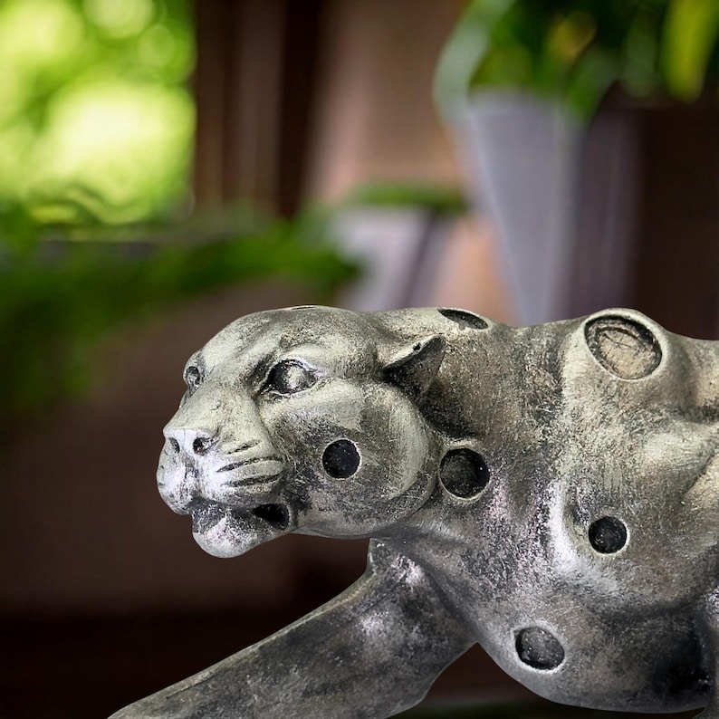 Panther Statue With Circular Hole: Hand-painted Puma Jaguar Leopard ...