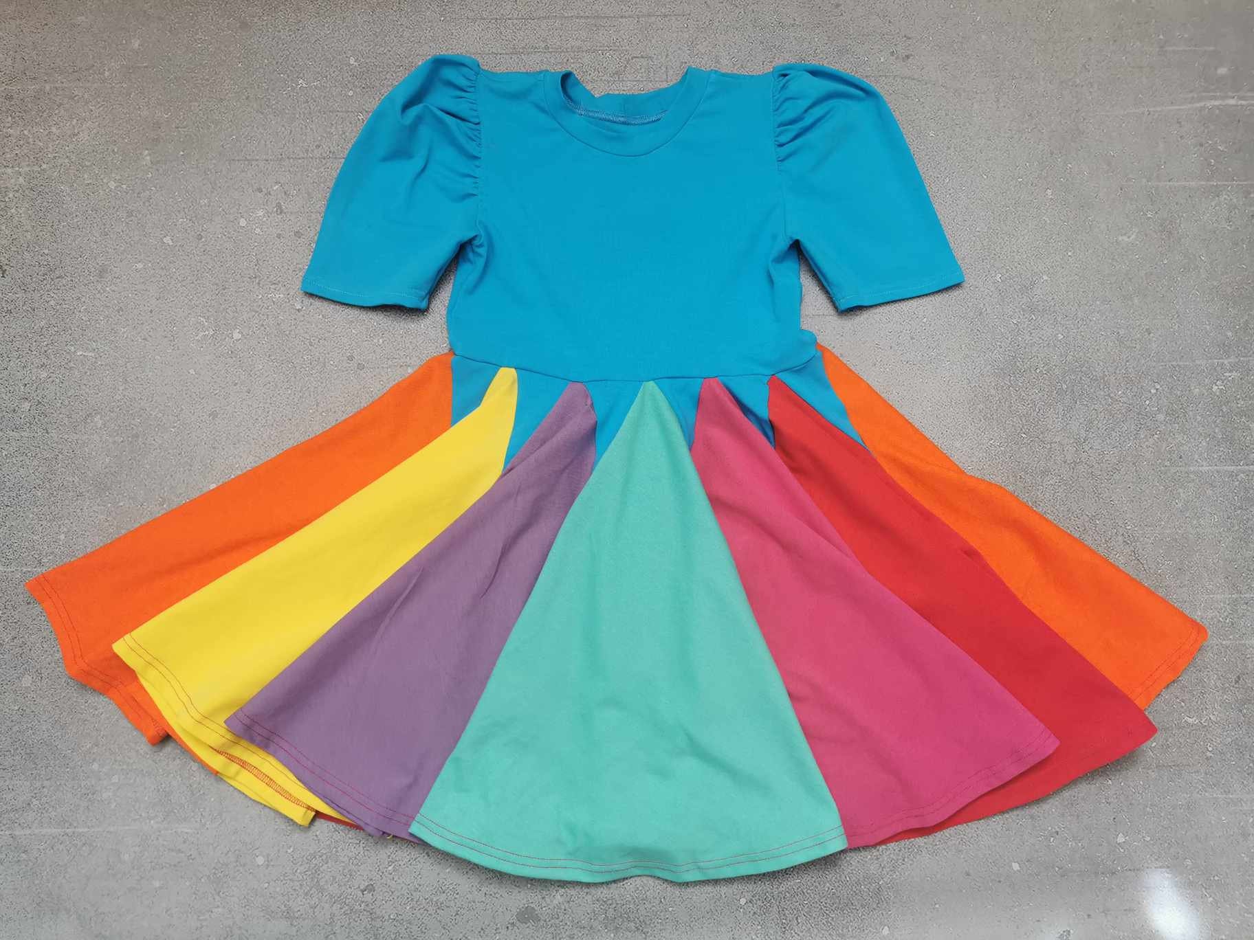 Godet Rainbow Dress Sizes 1 to 16 Kids PDF Pattern Swirl Gift Dress ...