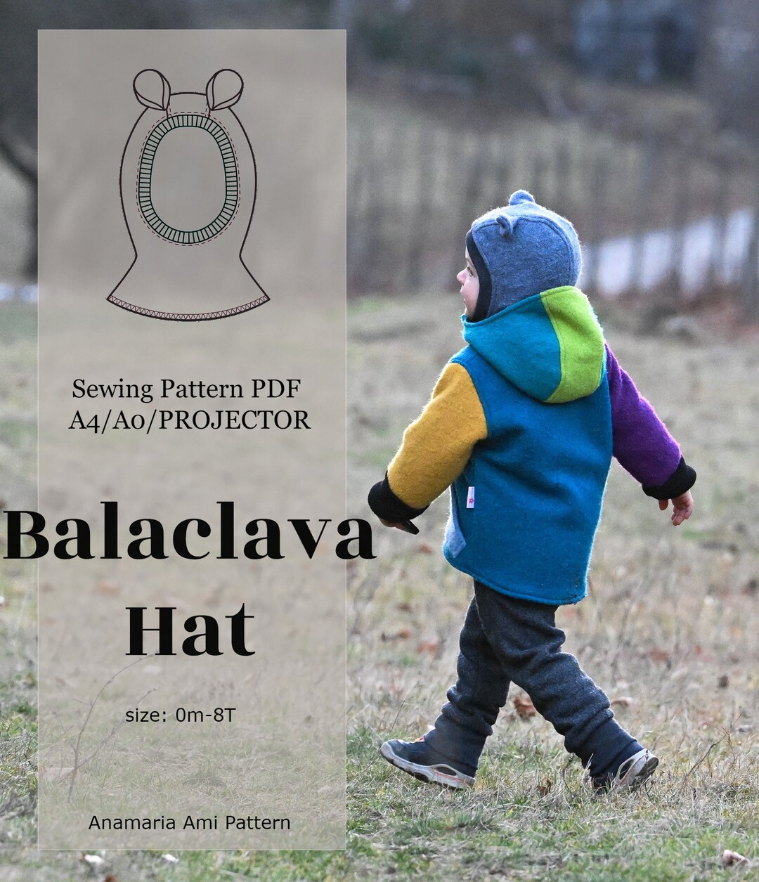 Balaclava Hat PDF Sewing Pattern Wool Hood Lined 0-8T - Etsy