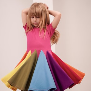 Godet Rainbow Dress Sizes 1 to 16 Kids PDF Pattern Swirl | Gift Dress ...