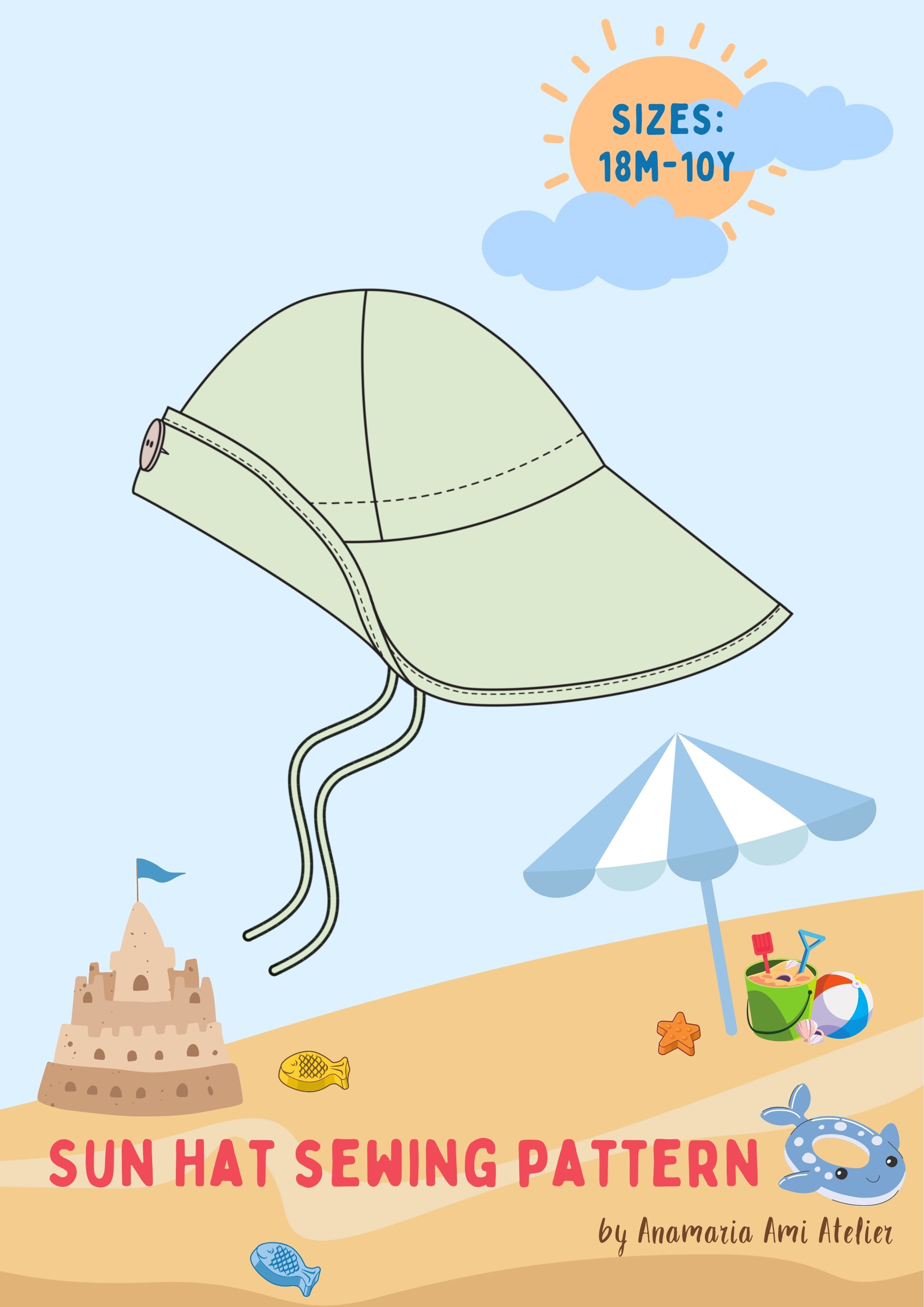 Sun Hat Sewing Patterns and Tutorial Instant Download Digital PDF Baby ...