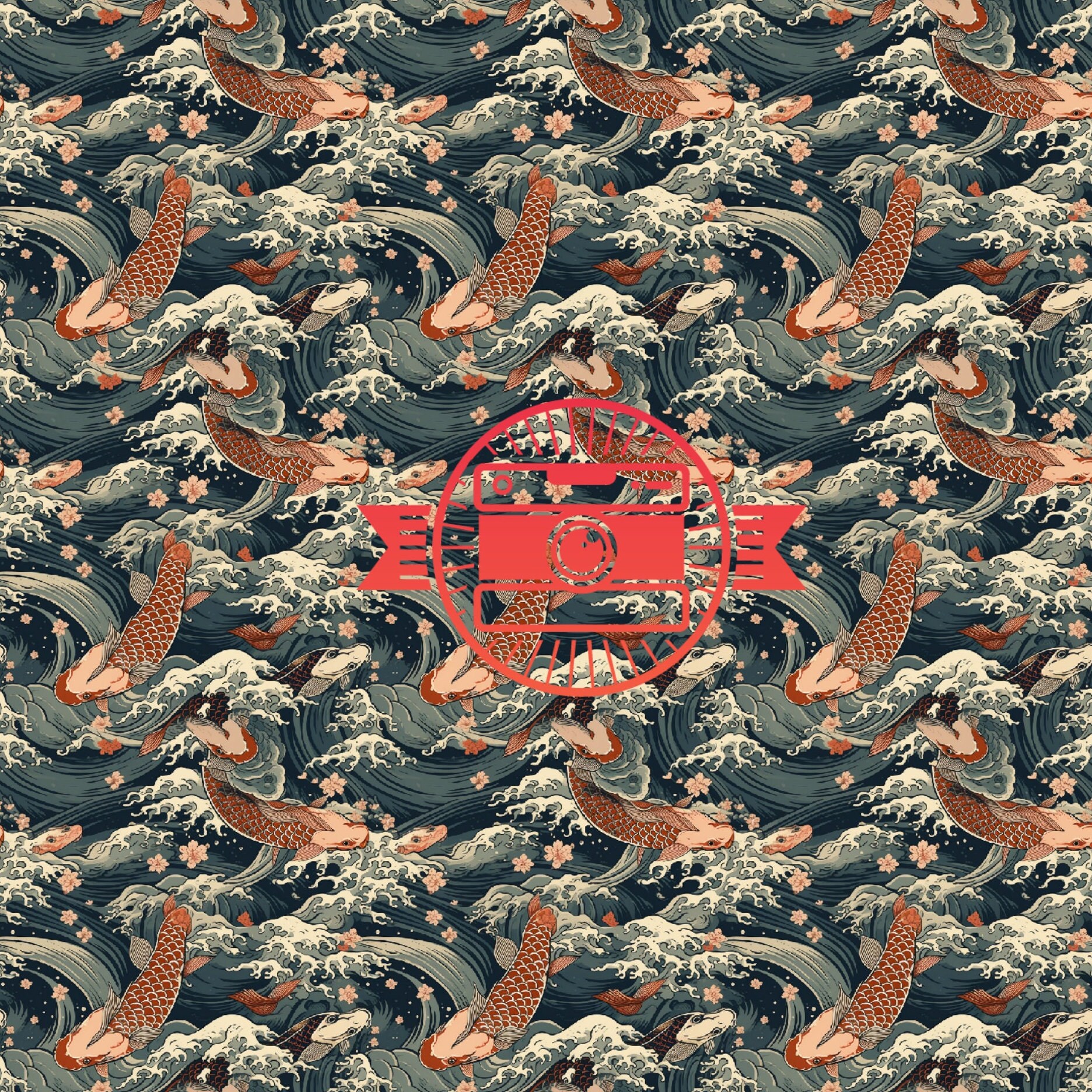 Repeating Japanese Koi in Water Design - Etsy