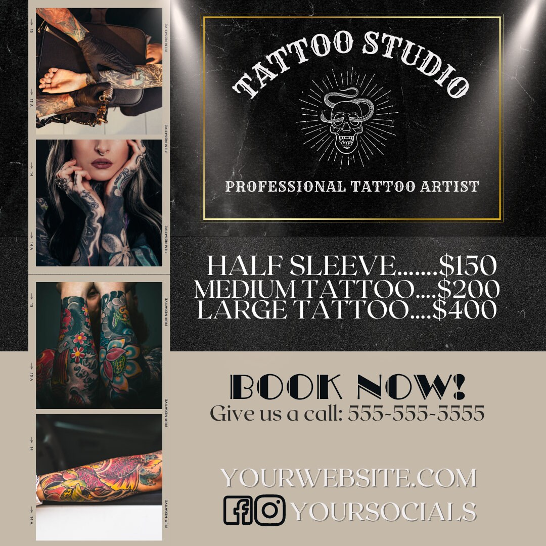 Tattoo Artist Flyer Template Tattoo Special DIY Canva Flyer - Etsy