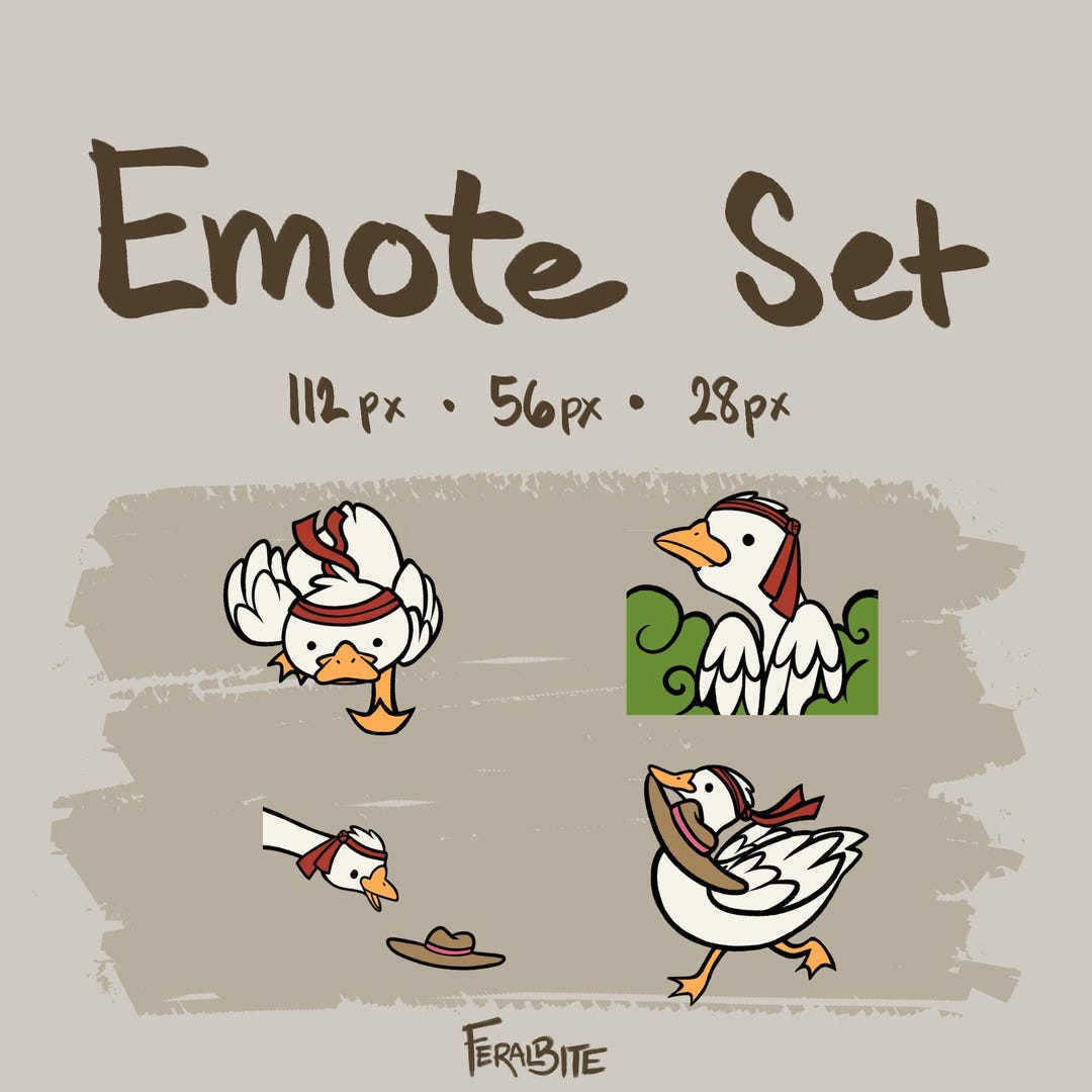 EMOTE SET: GOOSE | Set of 4 | 112px, 56px, 28px | Cute | Funny | Emoji ...