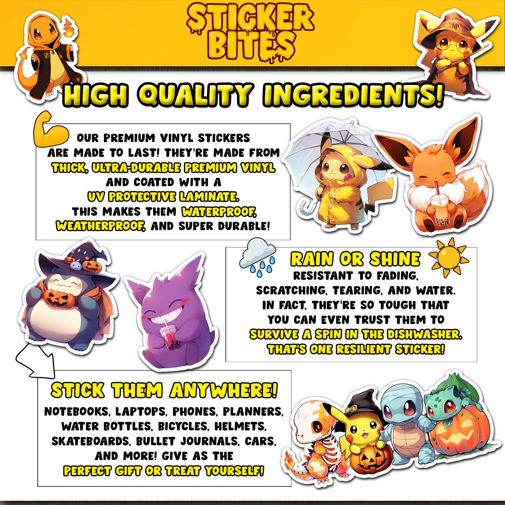 Cute Jolteon Eeveelutions Pokemon Sticker - Laptop, Planners ...