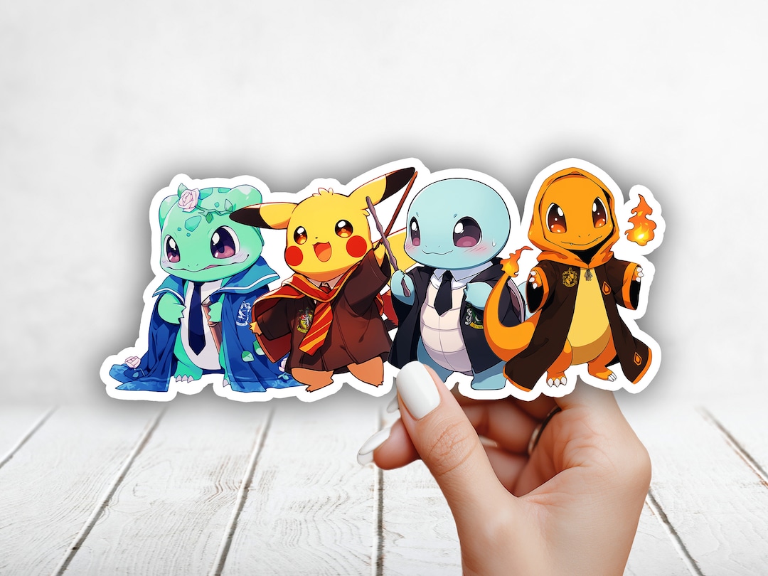 HP Starter Pokemon Gen 1 Sticker - Pikachu, Charmander, Squirtle ...