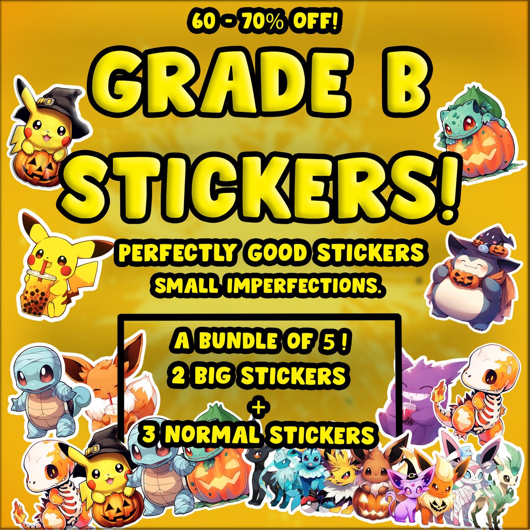Grade B Stickers! Pokemon Stickers (5 Stickers) - Laptop, Planners ...