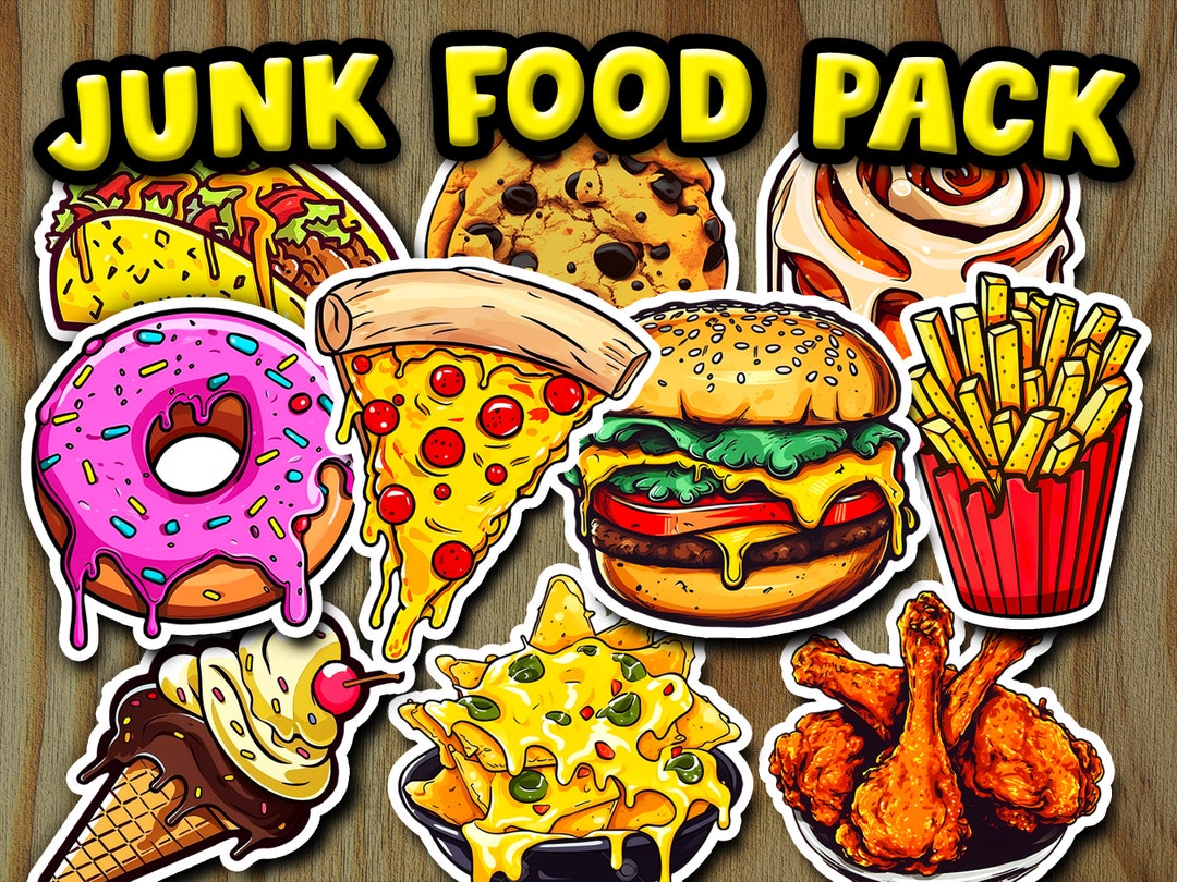 Junk Food Pack Vinyl Stickers - Set of 10 | Die Cut Sticker, Great for ...