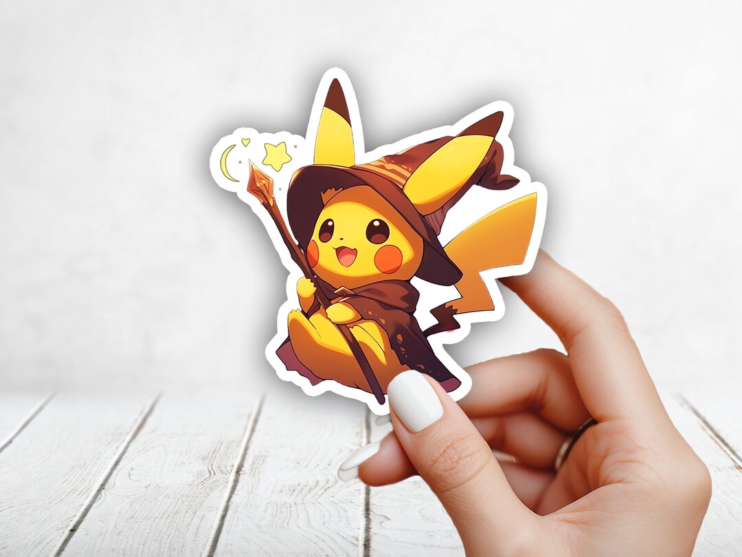 Cute Pikachu Wizard, Pokemon Sticker - Laptop, Planners, Journaling ...