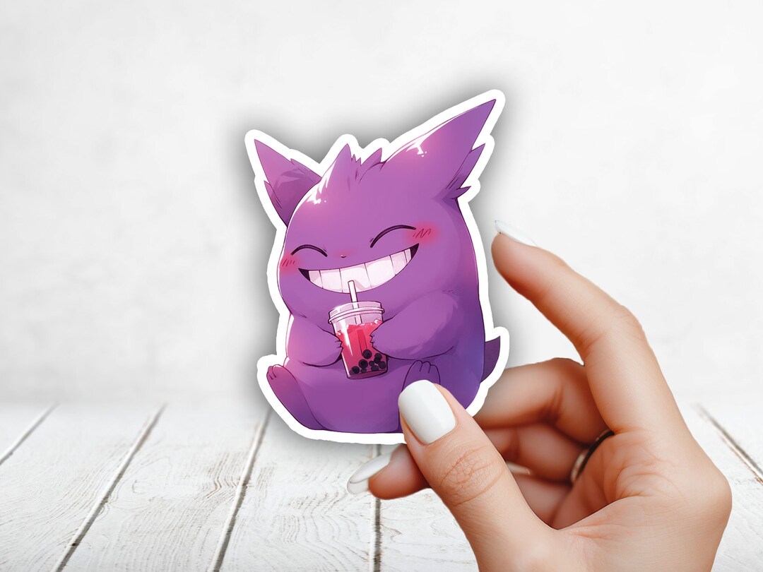Cute Gengar Drinking Boba, Pokemon Sticker Laptop, Planners, Journaling ...