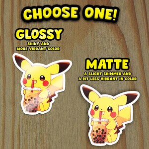 Cute Pikachu Drinking Boba, Pokemon Sticker Laptop, Planners ...