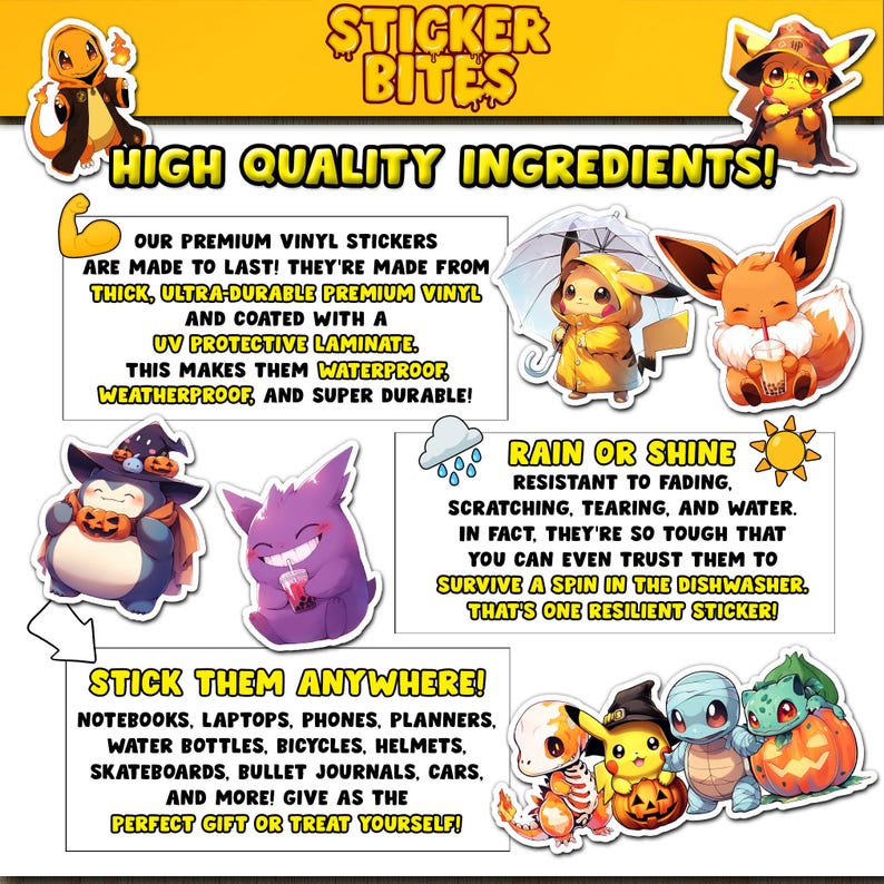 Pokemon Sticker Bundle (10 Pack) – Best Value Cute Waterproof Vinyl ...