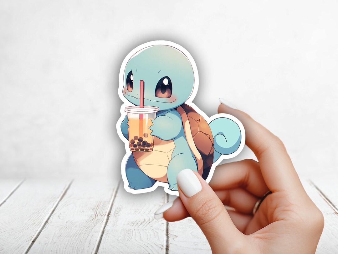 Cute Squirtle Drinking Boba Pokemon Halloween Sticker Laptop, Planners ...