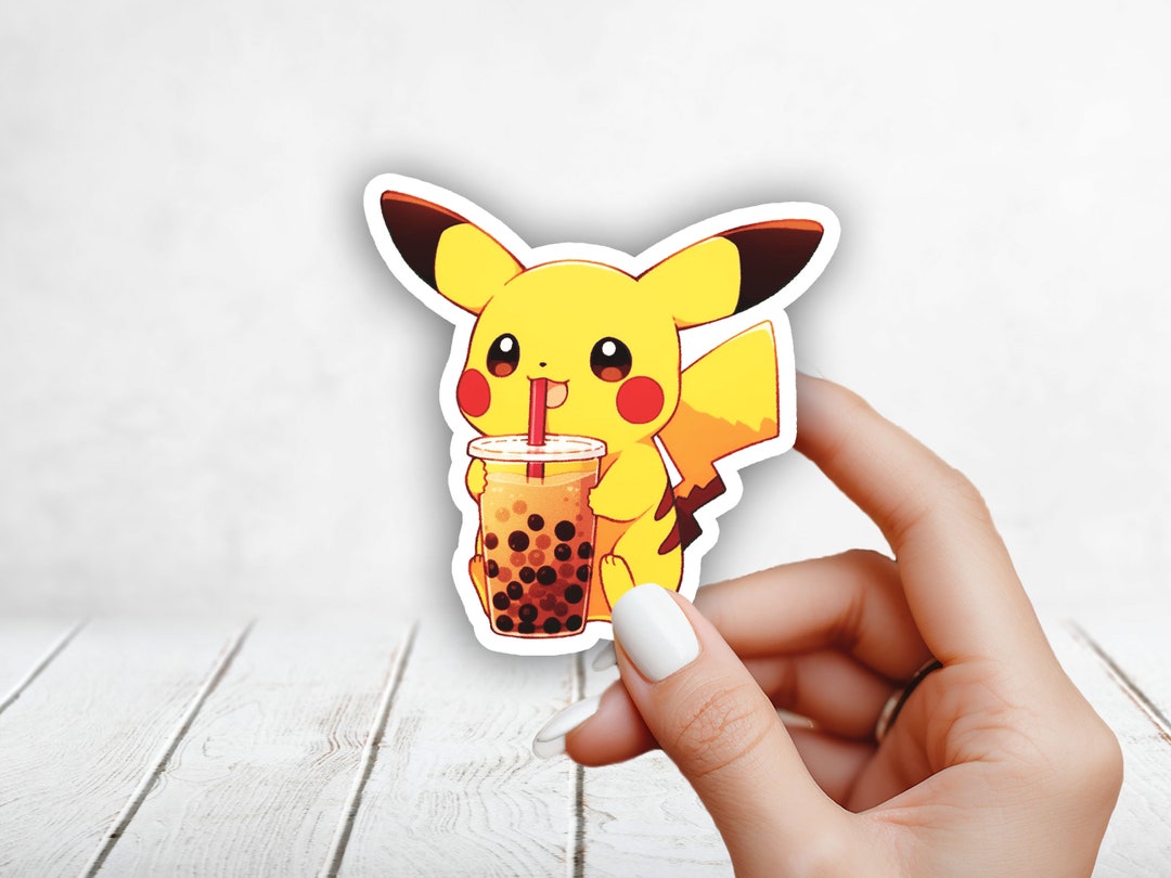 Cute Pikachu Drinking Boba, Pokemon Sticker Laptop, Planners ...
