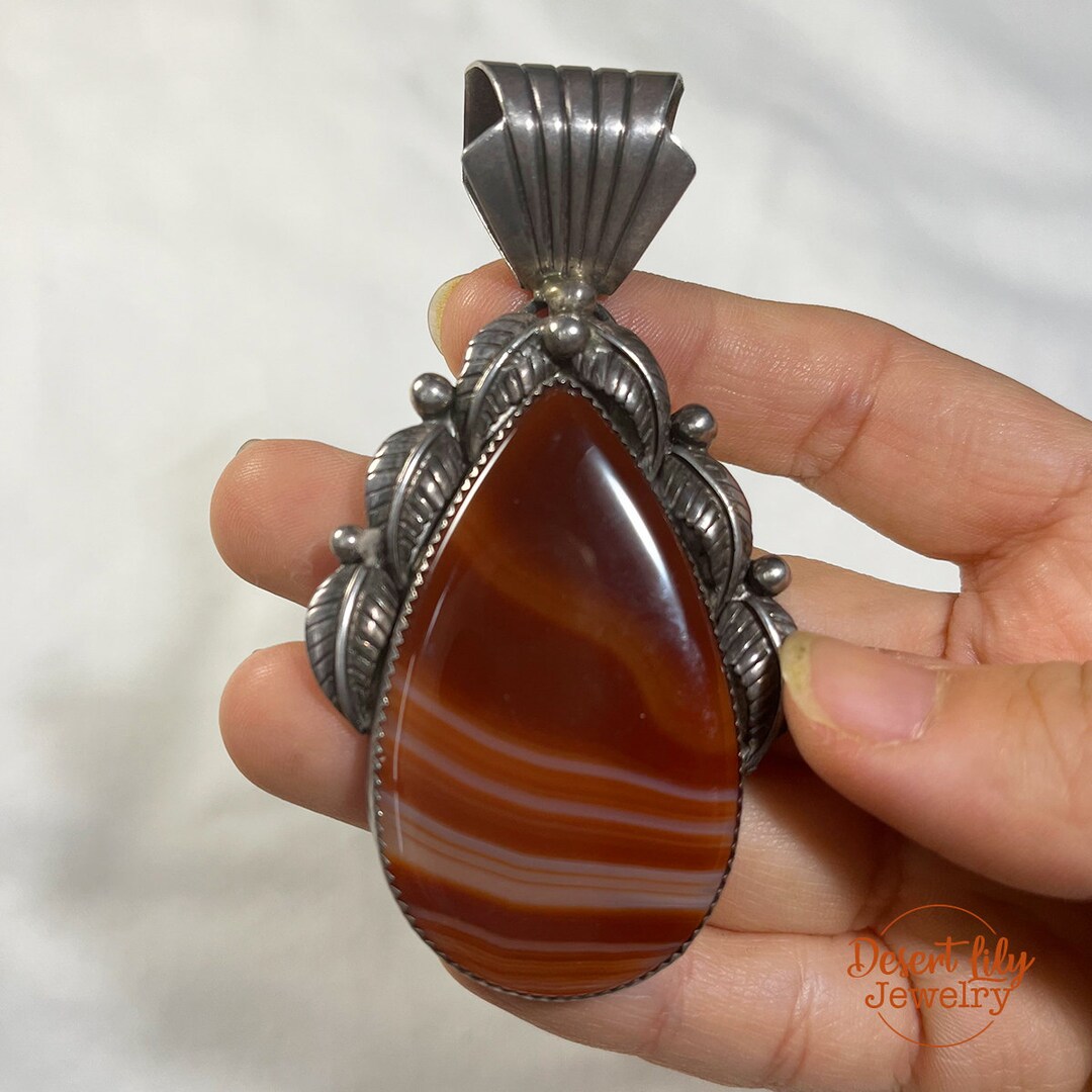 Vintage Navajo Red Ribbon Agate Handmade 925 Sterling Silver Native ...