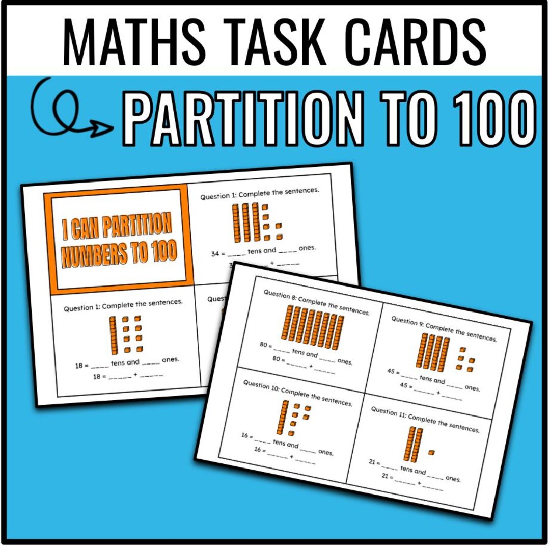 I Can Partition Numbers to 100 Task Cards - Etsy