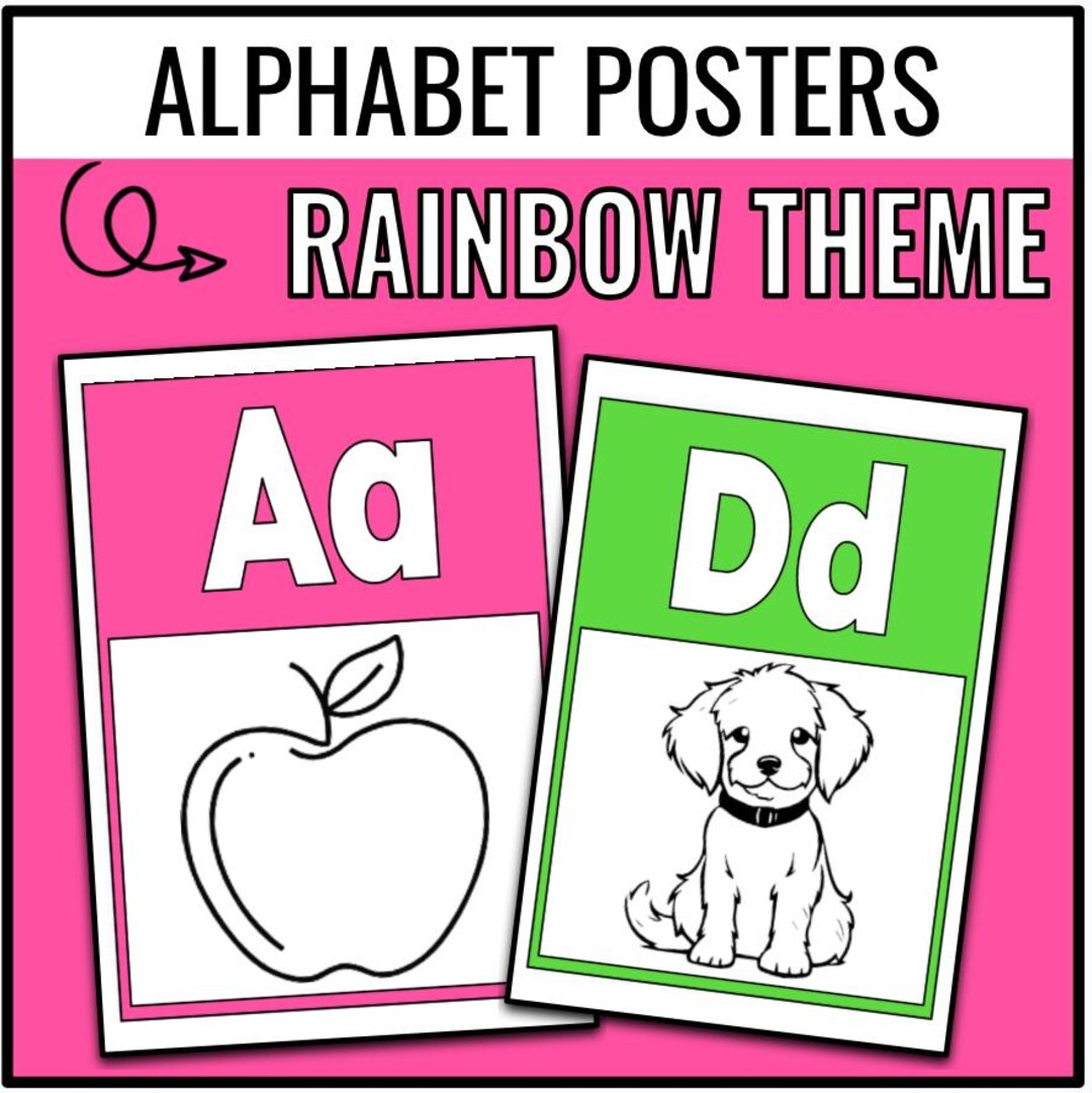 Rainbow Alphabet Posters - Etsy