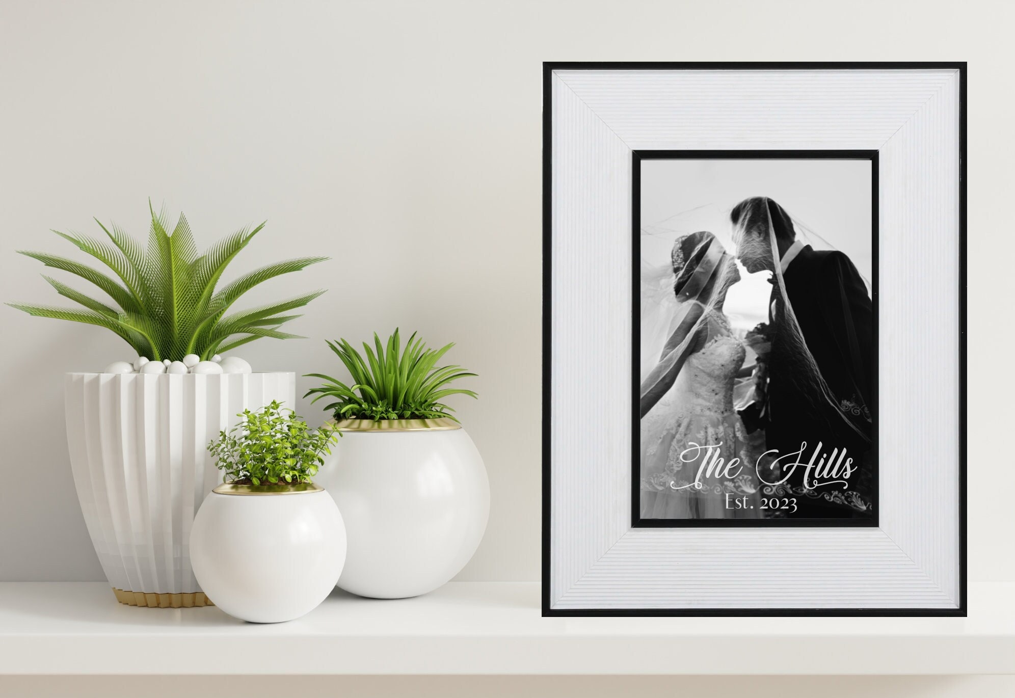 Modern Black and White Effect Personalised Picture Frame Customisable ...