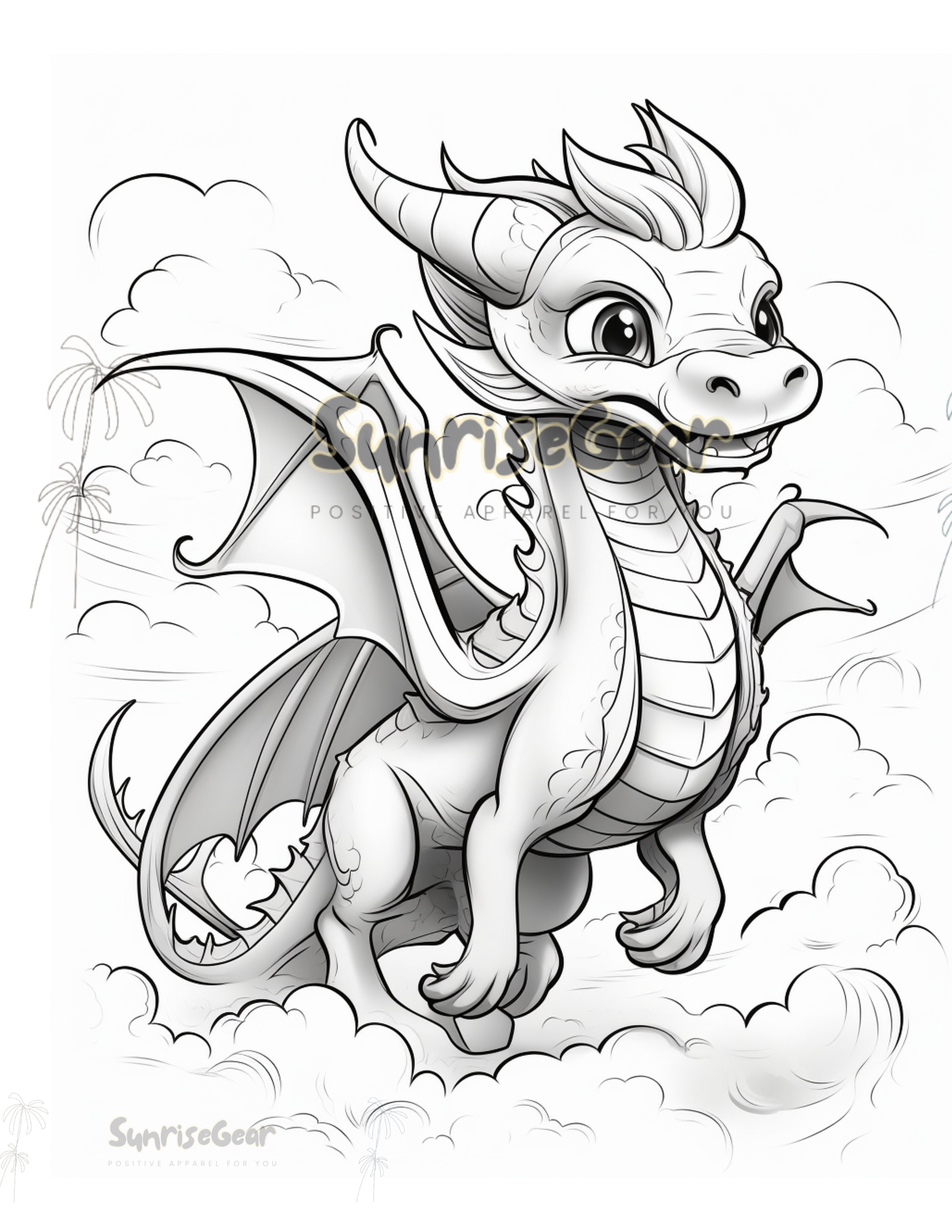 Coloring Pages for Kids Digital Dragon Coloring Book Pages for Digital ...