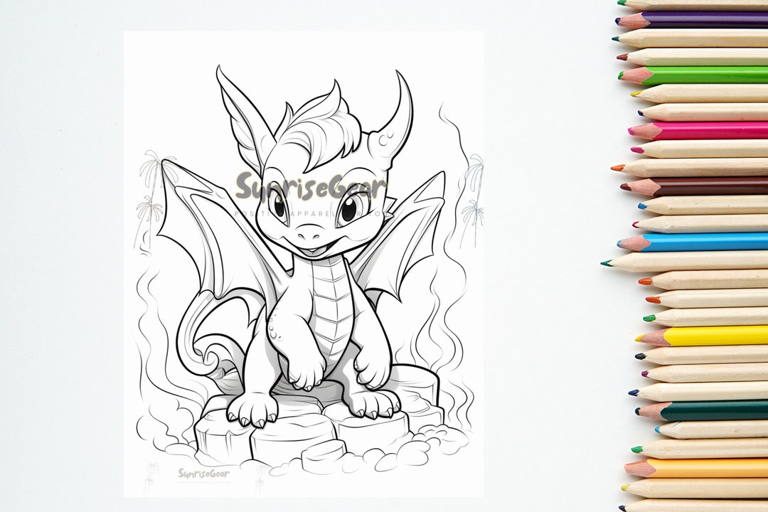 Coloring Pages for Kids Digital Dragon Coloring Book Pages for Digital ...