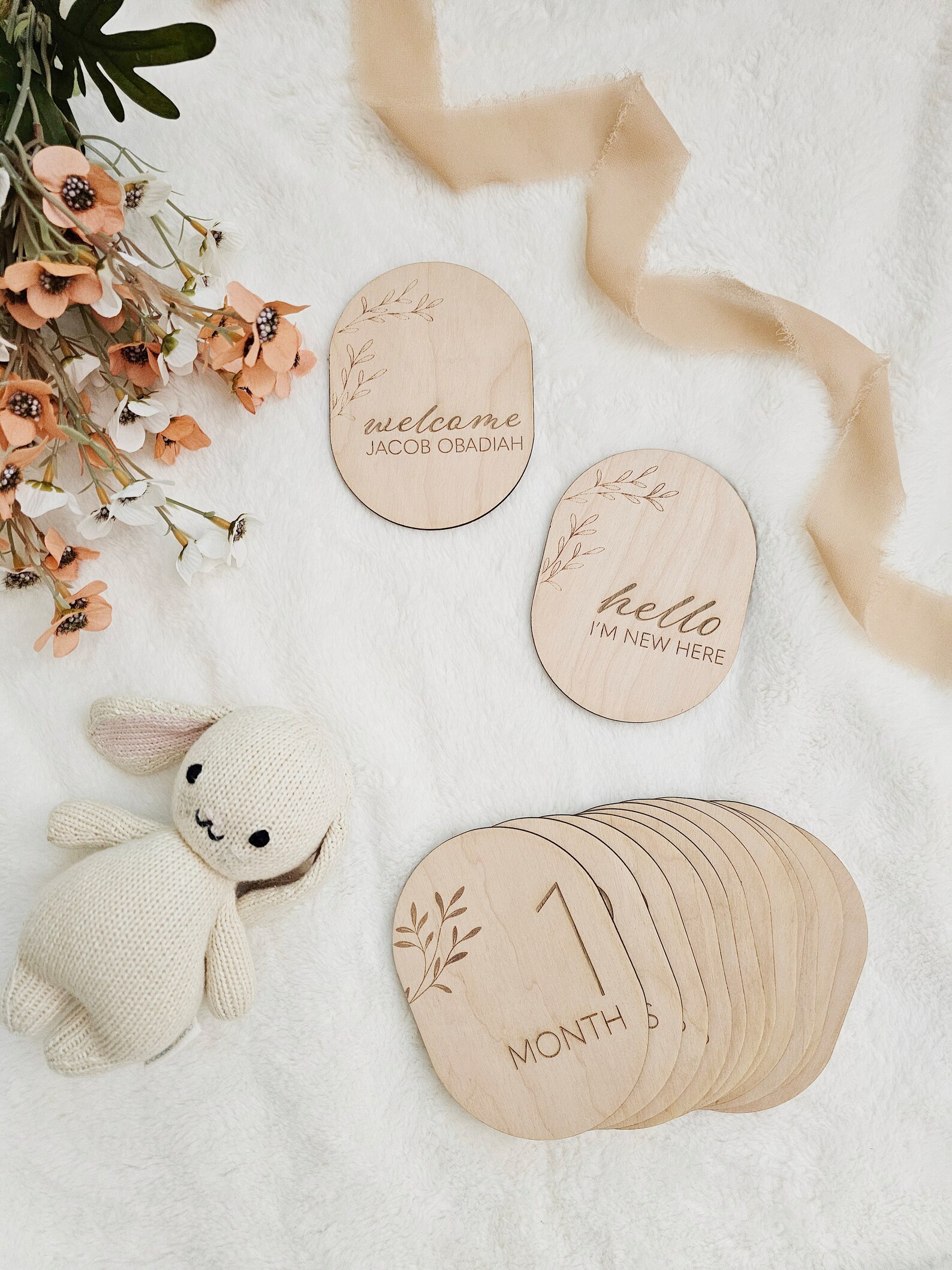 Baby Monthly Milestone Marker Cards - Wooden, Round, Modern Design W ...