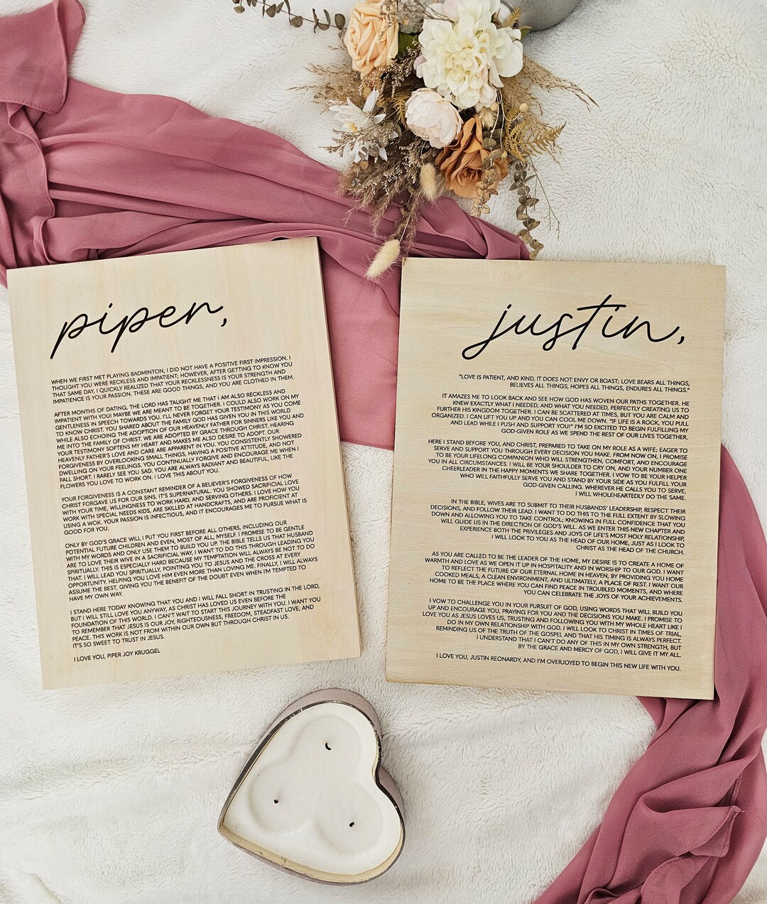 Personalized Wedding Vows Set of 2 - Custom Wooden Wall Art, Modern ...