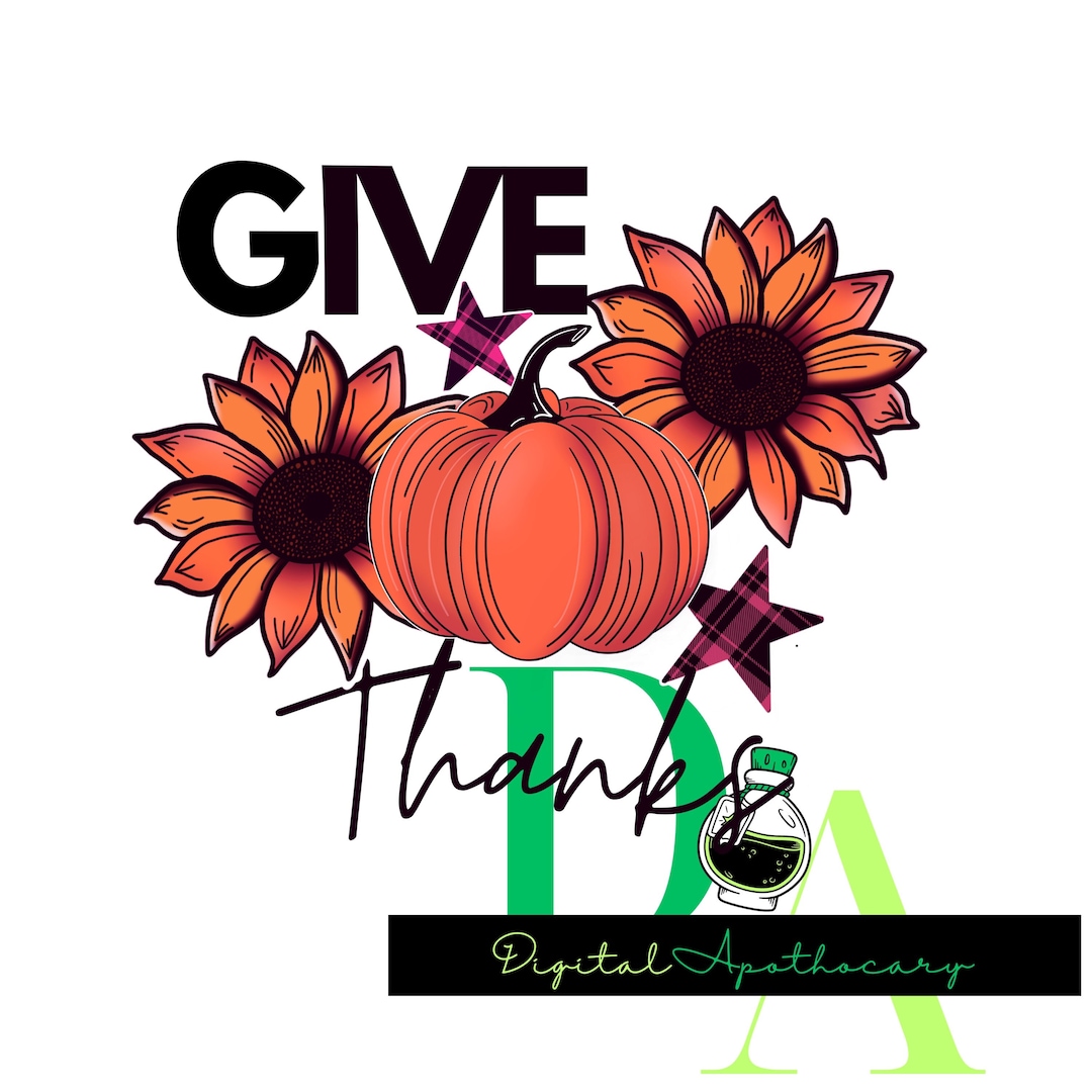 Thanksgiving Hand Drawn Bright Pink Give Thanks PNG - Etsy