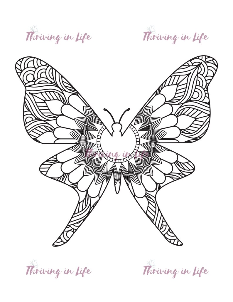 Set of 10 Butterfly Mandala Coloring Pages | Printable Coloring Sheets ...