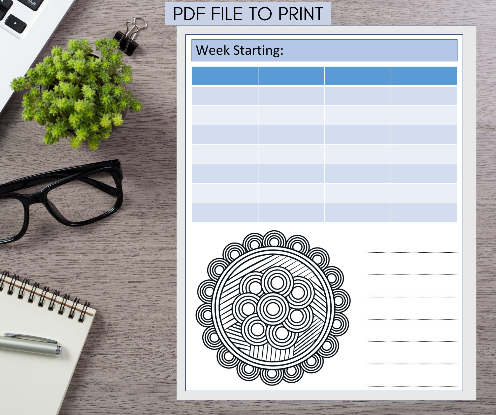 Printable Weekly Planner With Mandala Design - Stay Organized and ...