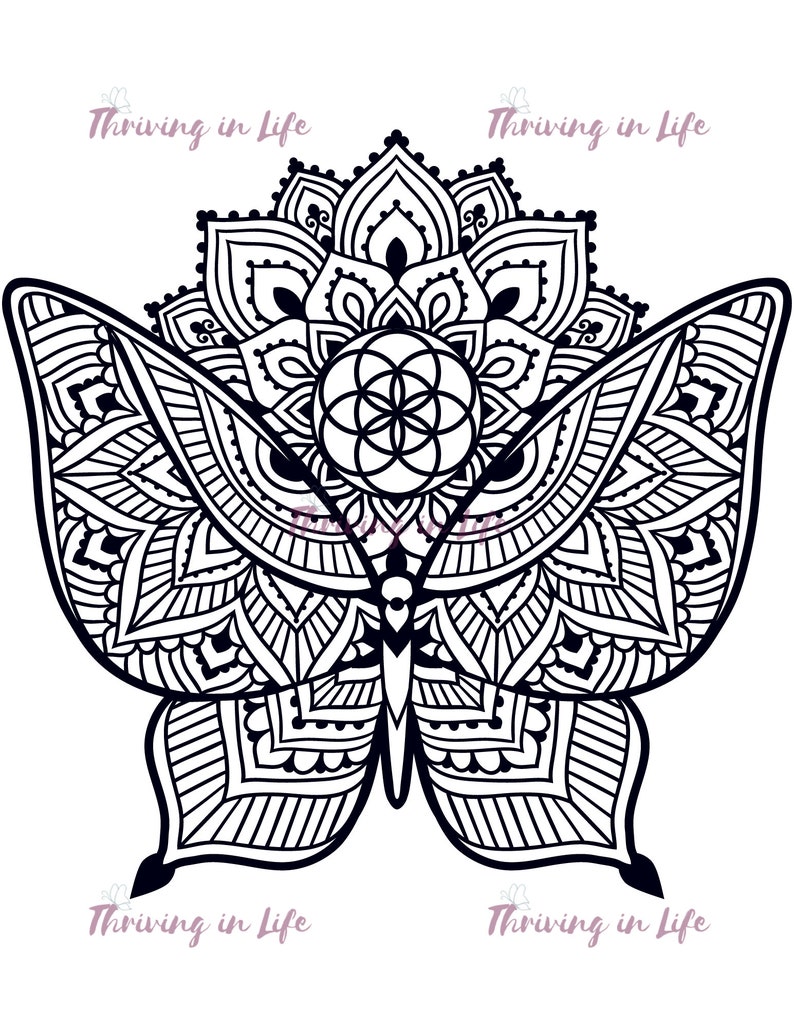 Set of 10 Butterfly Mandala Coloring Pages | Printable Coloring Sheets ...