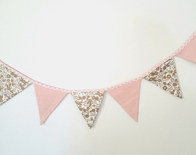 Pink and Beige Bunting Banner for Party Events, Nursing, Girls Room ...