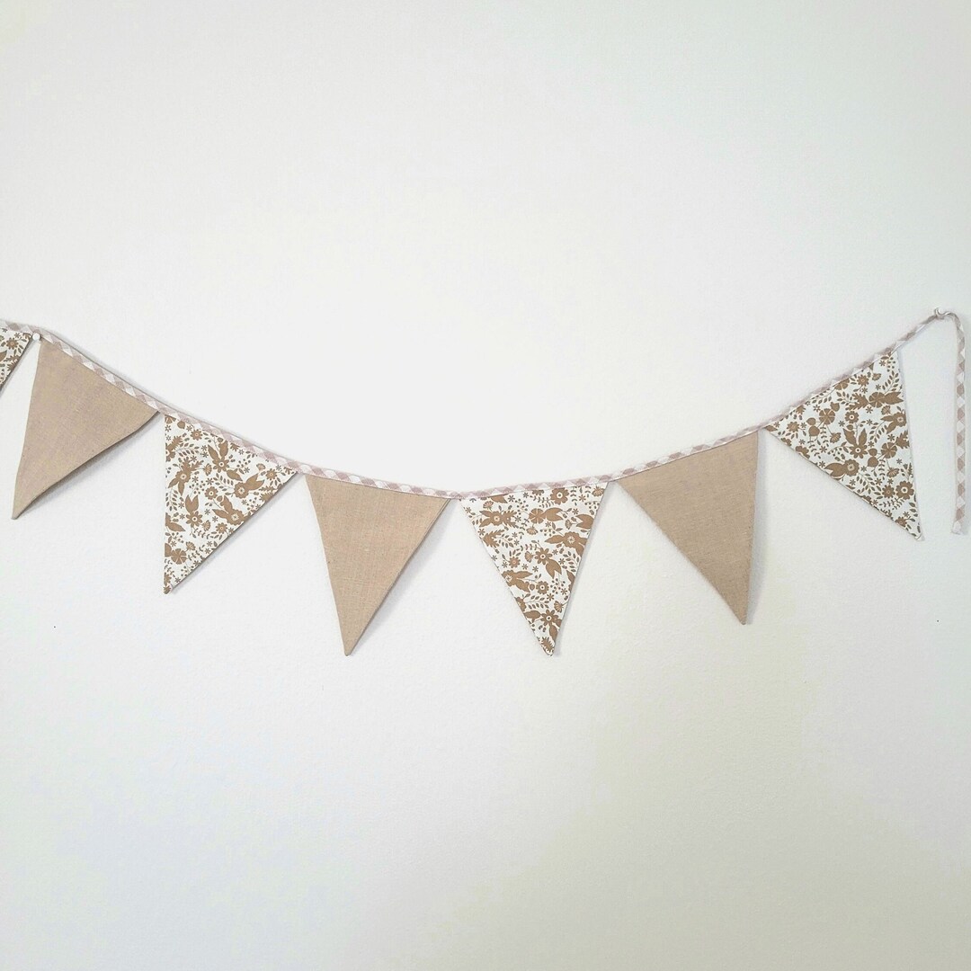 Handmade Beige Floral Bunting Banner: Neutral Nursery Decor - Etsy