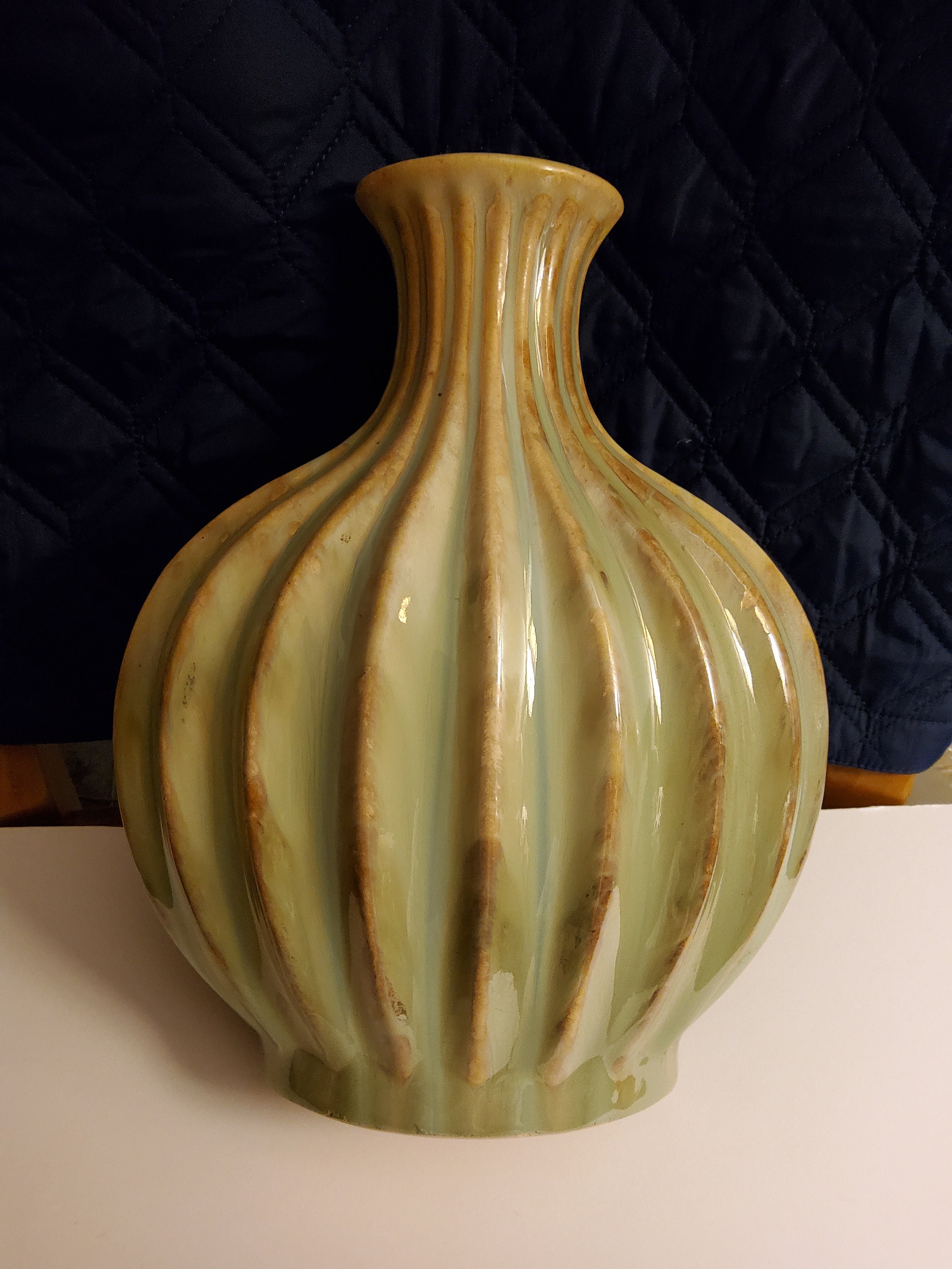Bombay Ridged Glazed Ceramic Vase Vintage - Etsy