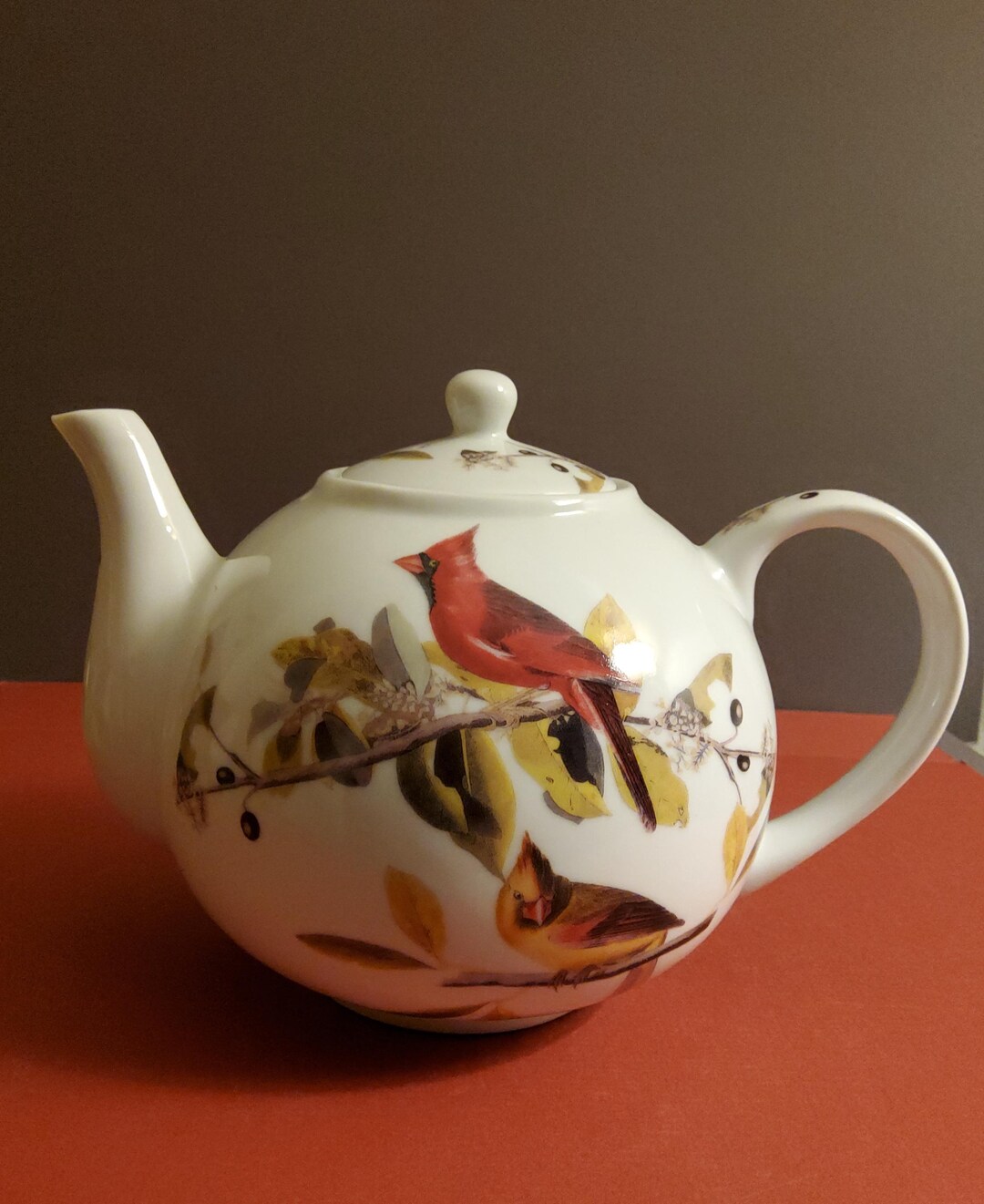 T. Godinger Audubon Red and Yellow Cardinals Teapot - Etsy