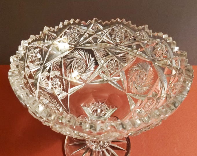 Antique American Brilliant Cut Glass Crystal Compote Bowl With Footed ...