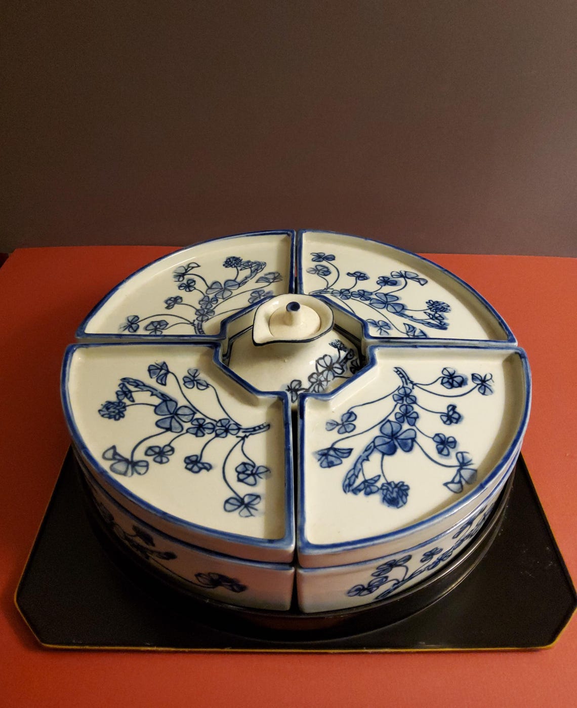 Japanese Kanji Hors D'oeuvre Minoware Pottery With Soy Sauce Dispenser ...