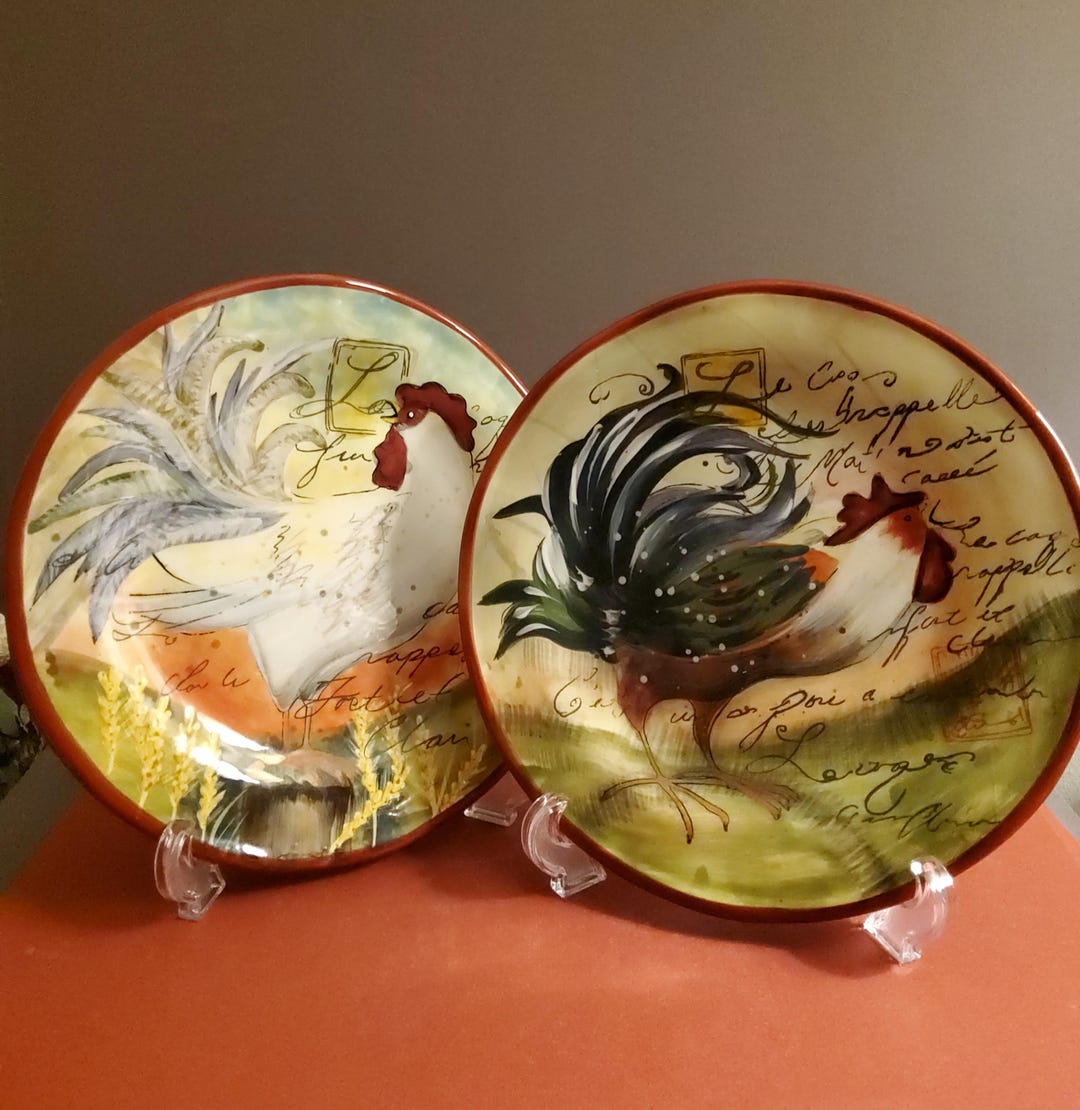 Le Rooster Salad/dessert Plates by Susan Winget - Set of 2 - Etsy