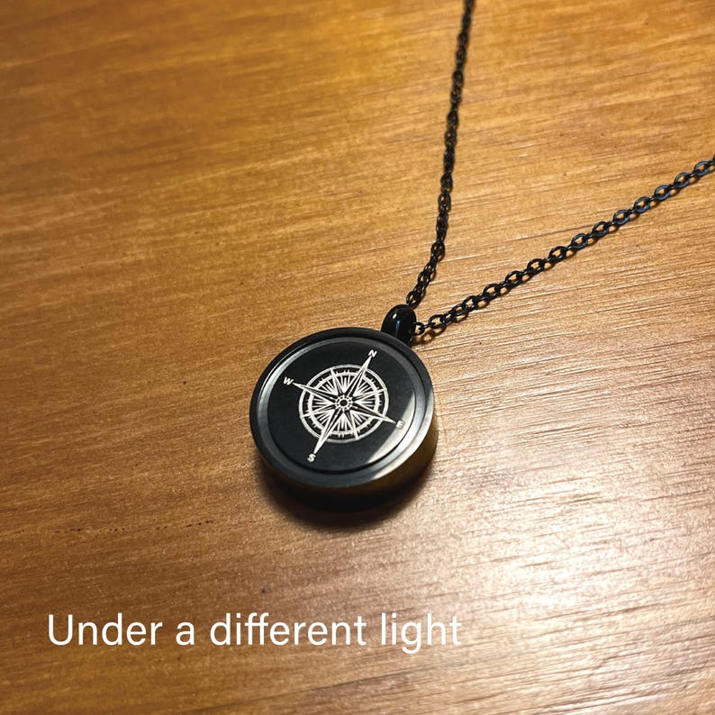 Custom Urn Memorial Necklace Ash Holder Necklace Black Engraved ...